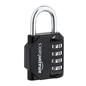 Amazon Basics 4-Digit Combination Lock, Black, 2-Pack