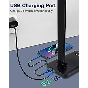 WYZGFRQS Desk Lamp, LED Desk Lamp with USB Charging Port, Sensitive Touch Table Lamp for Dorm Home Office with 5 Light Colors, 10 Brightness, Timer, Black