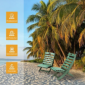 IVY&LANE Portable Xavier-Chairs Set of 4 | Folding-Adirondack-Chair | Wave | HDPE Plastic | Limited Edition | Forest Green | All-Weather Resistant | for Outdoor Fire-Pit Patio Lawn Beach Poolside