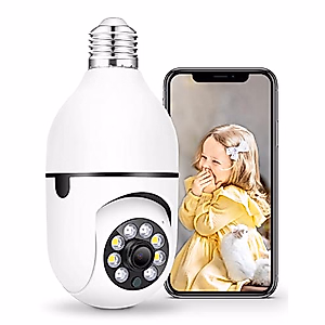 BESDERSEC Security Cameras Wireless Outdoor, Pan/Tilt Light Bulb Security Camera 360° Panoramic FHD 1080P Wi-Fi Outdoor Security Camera with IR Light Motion Sensor 2-Way Audio