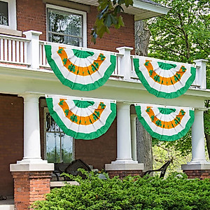 Motiloo 4PCs 3x1.5 Foot Ireland Flag,St. Patrick Day Flag Pleated Fan Flag Patriotic Flag Bunting Half Fan Banner Decoration Indoor/Outdoor