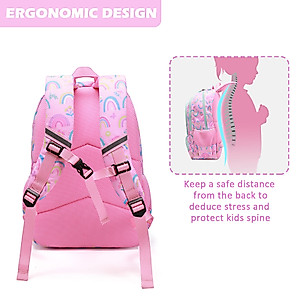 Robhomily Girls Backpack for Elementary Kindergarten Pink Kids Backpack for Girls School Backpack Lightweight Bookbags