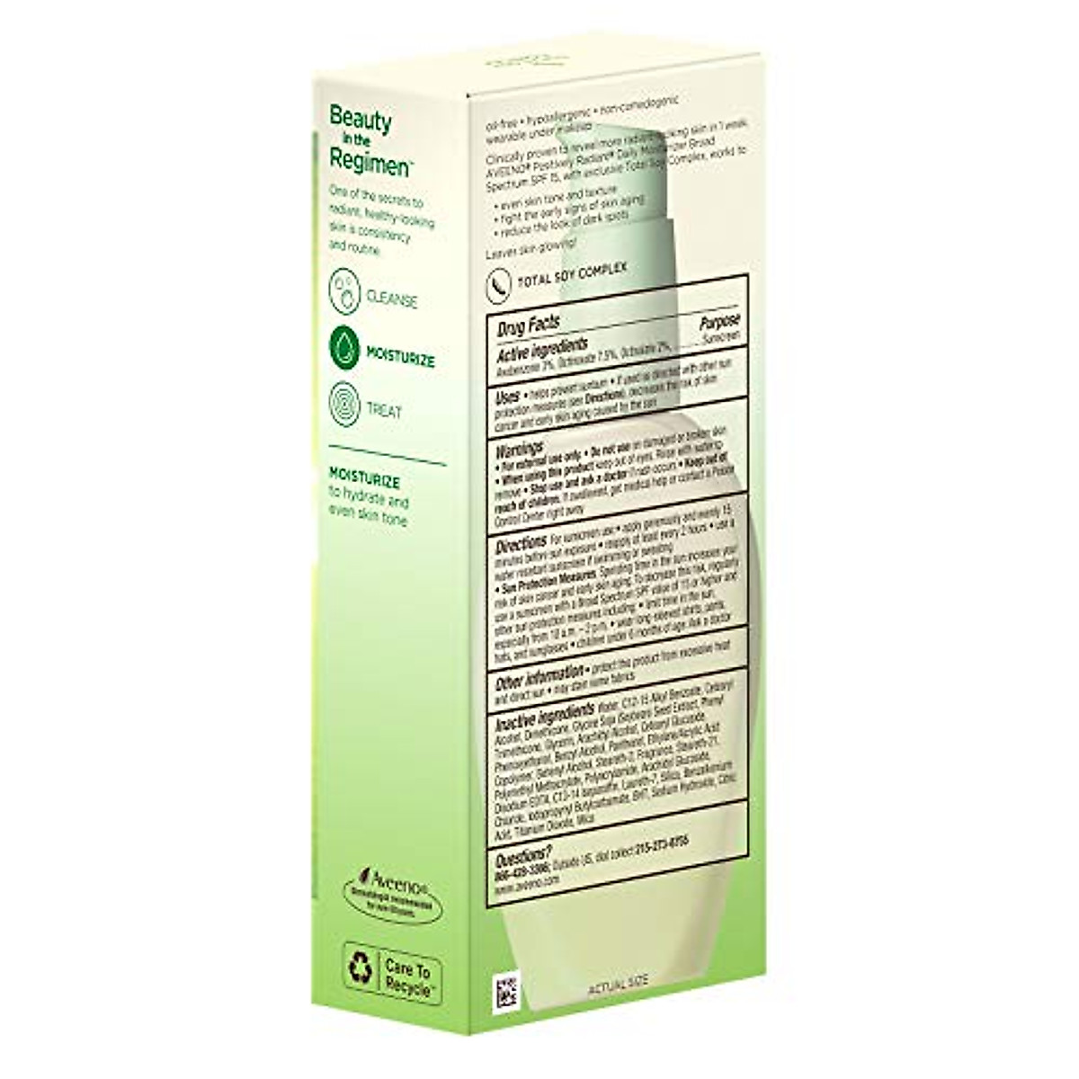 Aveeno Positively Radiant Daily Face Moisturizer with Broad Spectrum SPF 15 Sunscreen and Soy Extract, 4 fl. oz