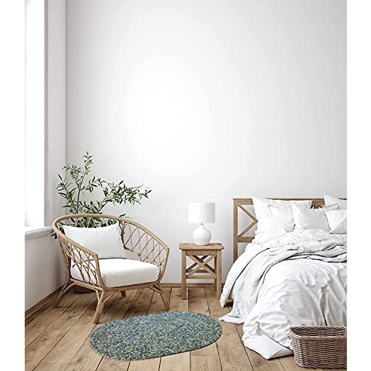 Sabrina Tweed Indoor/Outdoor Oval Braided Rug, 4 by 6-Feet, Denim