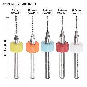 uxcell Micro PCB Drill Bit Set, 1/8" Shank 0.3mm-1.2mm Solid Tungsten Carbide CNC Engraving Print Circuit Board Drill Bits Rotary Tool 10pcs
