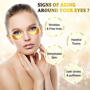 AVJONE 24K Gold Eye Mask (30 Pairs) – Puffy Eyes and Dark Circles Treatments – Relieve Pressure and Reduce Wrinkles, Revitalize & Refresh Your Skin