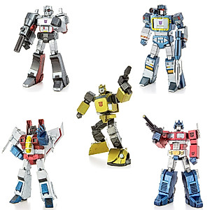 Metal Earth Fascinations 3D Metal Model Kits Transformers Color Set of 5 - Bumblebee - Megatron - Optimus Prime - Soundwave - Starscream
