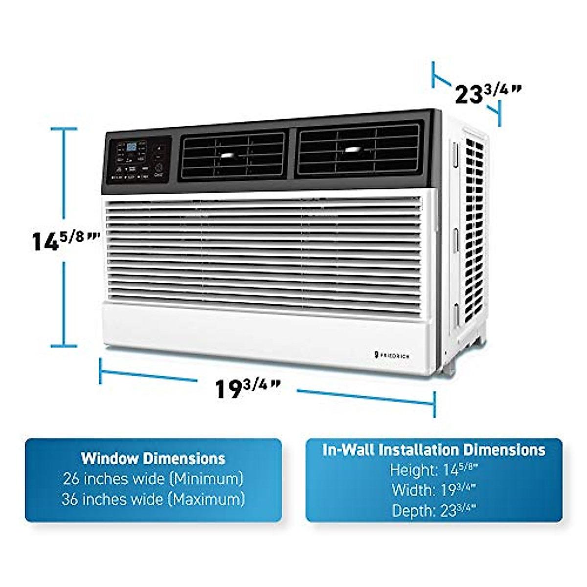 Friedrich CCW08B10B Chill Premier Smart Air Conditioner Window Unit, WiFi Mobile Control, White, Cooling Capacity (8000 BTU)