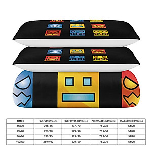 MNXTWHFSZ Geometry Anime and Dash 3-Piece Bedding Set 86""x70"" 1 Duvet Cover and 2 Pillowcases Funny Bedroom Accessories, Style