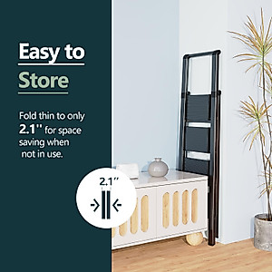 WOA WOA 4-Step Ladder with Widen Pedals, Lightweight Folding Aluminum Ladder with Anti-Slip Feet for Home, Kitchen High Cabinet - 330 lbs Load - Black