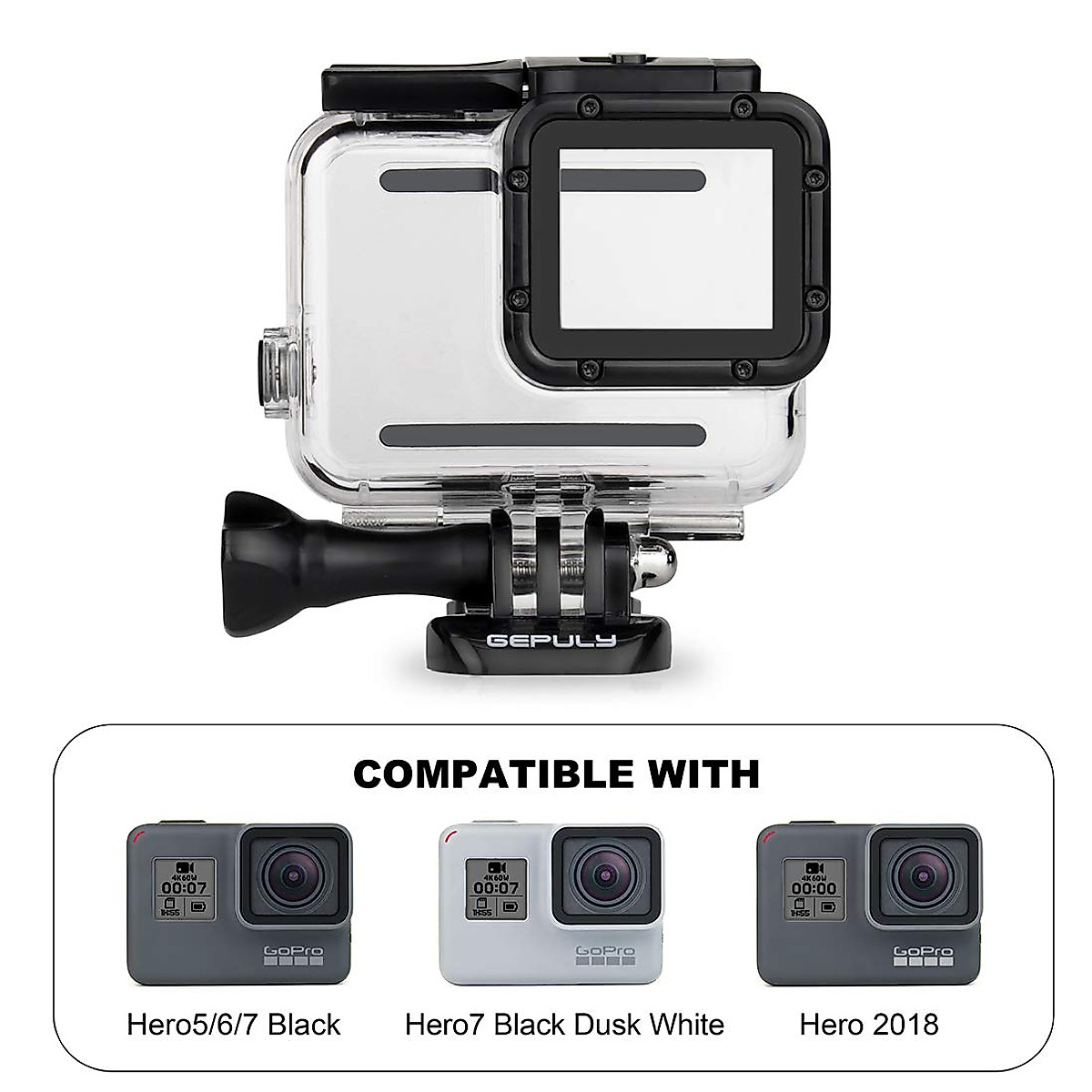 GEPULY Waterproof Housing Case for GoPro Hero 7 Black, Hero 5 6 Black, Hero (2018) - 45M Underwater Protective Dive Housing Shell for GoPro Hero7 Hero6 Hero5 Camera with Bracket Accessories