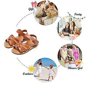 Felix & Flora Toddler Girl Brown Sandals Size 7 - Little Girl Easter Summer Dress Shoes Lightweight Open Toe Beach Holiday