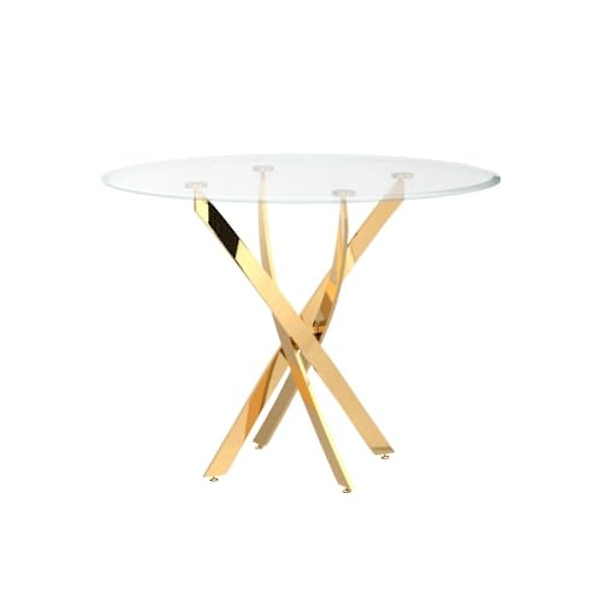 36" Round Dining Table for 4, Glass Kitchen & Dining Room Tables, Modern Circle Dining Room Table with 0.39" Tempered Glass Tabletop and Cross Stainless Steel Legs for Dinner Small Spaces