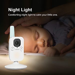 nannio Hero3 Video Baby Monitor with Night Light Vibration Assistant, 3.5" Display, Auto Night Vision, 2 Way Audio Talk, Voice Activated, Temperature Sensor and Lullabies, no WiFi, 2 Years Warranty