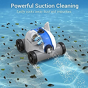 Rock&Rocker Cordless Robotic Pool Cleaner, Automatic Pool Vacuum with Dual-Drive Motors, Up to 90 Mins Working Time, for Above/Inground Swimming Pools Up to 861 Sq Ft, Blue