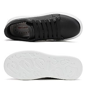 NewEndostar Women's Fashion Sneakers,Vibration Height Increase Shoes Lightweight Comfortable Casual Skateboarding Walking Shoes FullBlack 6