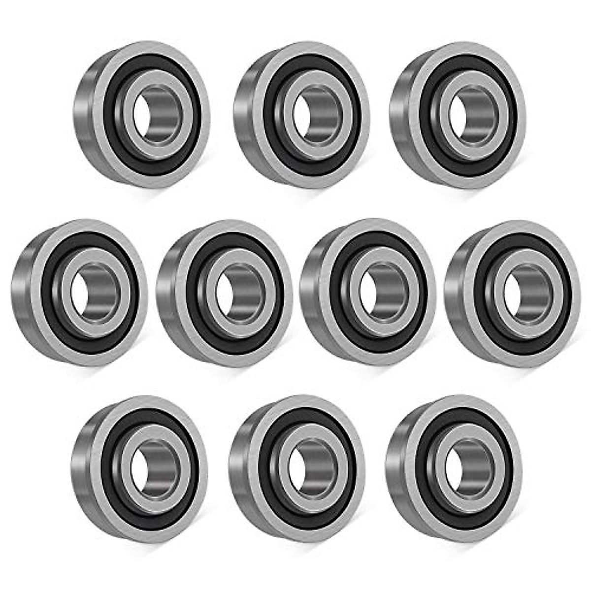 Bonbo 10Pcs Flanged Ball Bearings ID 3/4" x OD 1-3/8" for Lawn Mower, Wheelbarrows, Carts, Hand Trucks Wheel Alternative to 532009040, AM118315, AM127304, 10513, 251210 Etc, Deep Groove Ball Bearing