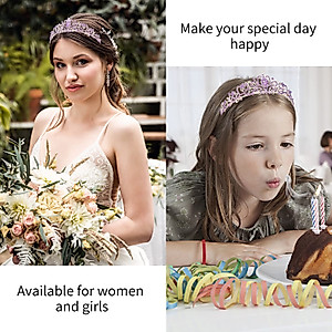 Birthday Crowns for Women, Didder Purple Crystal Tiara & Birthday Queen Sash, Birthday Tiara for Women Birthday Sash for Women Girls Birthday Sash and Tiara for Women Gift Crown for Bridal Wedding