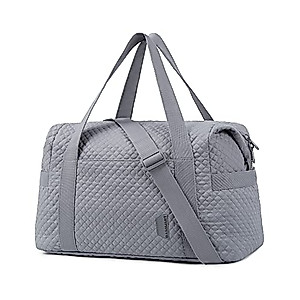 Weekender Bags for Women, BAGSMART Gym Bag with Yoga Mat, Travel Duffle Overnight Bag for Travel Essentials, Large Hospital Bag for Labor and Delivery(Grey)