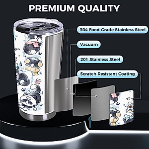 LATTPLYN Cat Lover Gift, Cat Tumbler for Women Men Kids, 20 oz Stainless Steel Coffee Cup with Lid Christmas Birthday Gift for Mom Coffee Mug White Tumbler for Girls