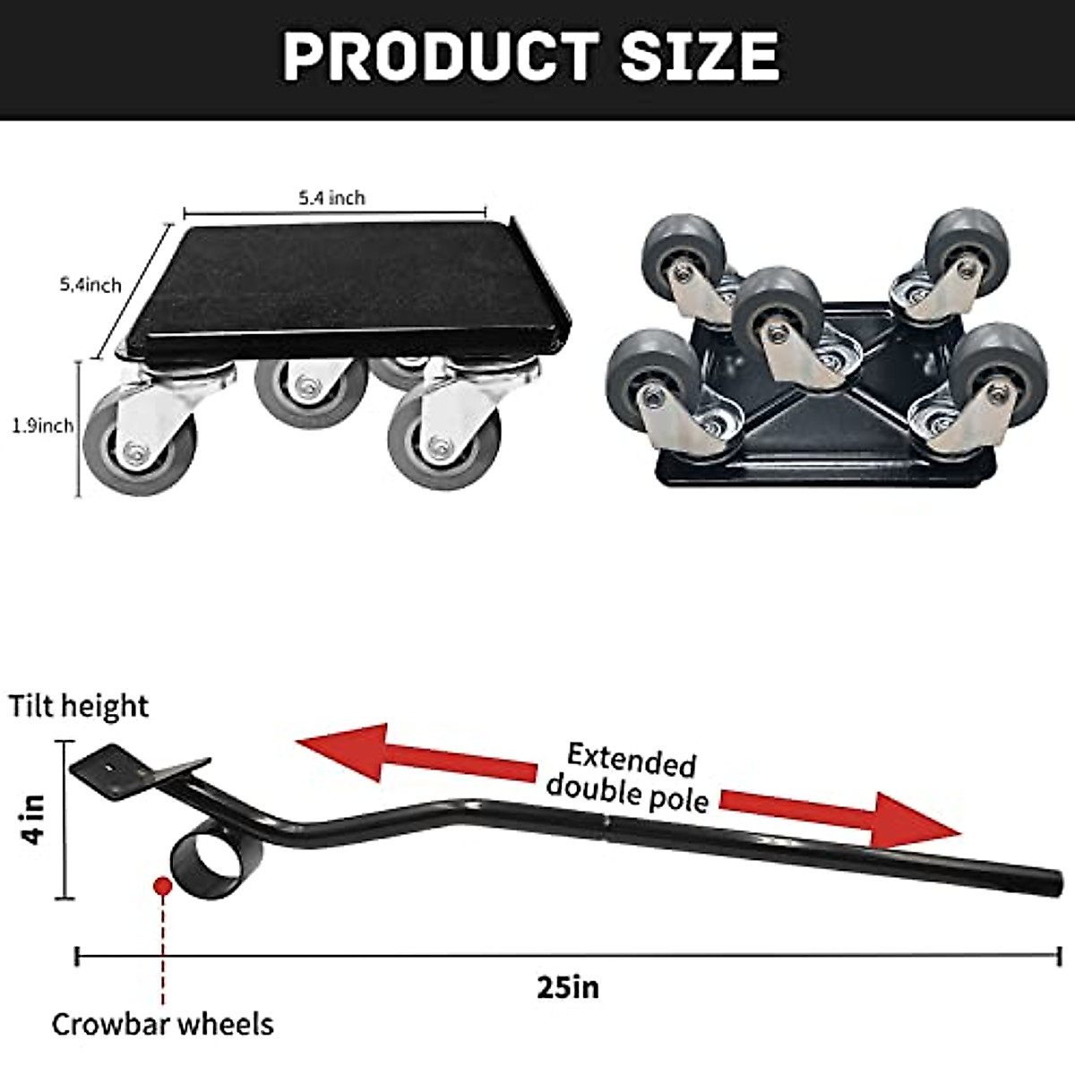 2022 Upgraded Furniture Dolly, 1100lbs Heavy Duty Safe Dolly with 5 Wheels, Moving Furniture Dolly, Furniture Lifter, Heavy Furniture Roller Mover Tool, for Sofa Refrigerator