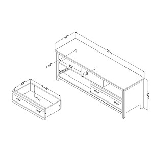 South Shore Exhibit Stand for TVs up to 60'', Seaside Pine
