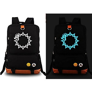 WANHONGYUE Anime The Seven Deadly Sins Luminous Backpack School Bag Student Bookbag Laptop Rucksack Daypack Black