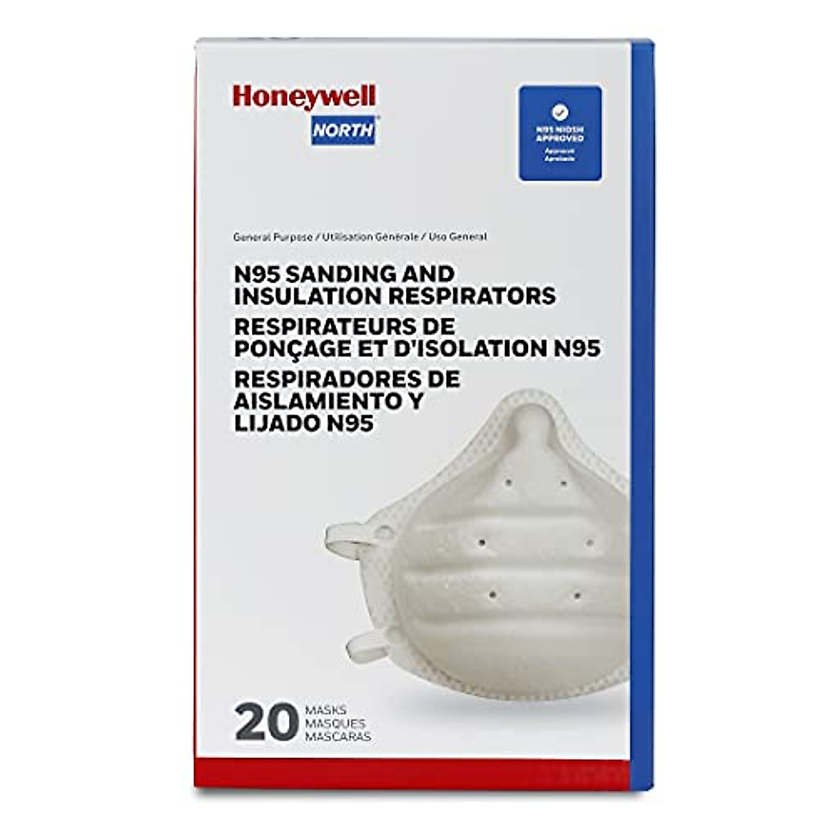 Honeywell Home N95 NIOSH-Approved Molded Cup Disposable Respirator Mask, 20-Pack (DC300N95)