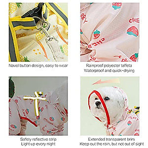 Mitili Cute Puppy Dog Raincoat Four-Legged Waterproof All-Inclusive with Hat,Waterproof Rain Jacket with Night Reflective Strip Small Medium Dogs Pet Poncho Clothes (S(Back Length:10-12"), Pink)