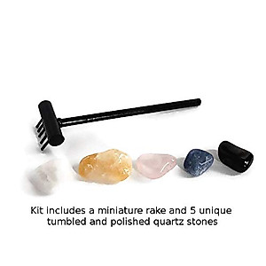 Quartz Gemstone Handmade Mini Zen Garden Healing Crystals Set - Zen Decor for Office or Home Relaxation and Stress Reduction Gifts Quartz Stone Desk Accessories