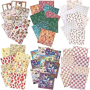 HHLCWA 48 Pcs Christmas Aesthetic Scrapbook Kit, 6 Styles Christmas DIY Vintage Journaling Scrapbooking Stickers for Adults Teens Girls Art Album Crafts Decorations Supplies