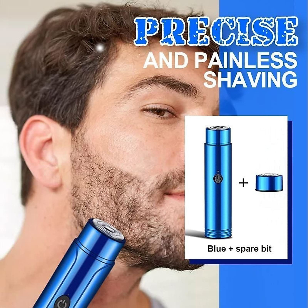 Mini Portable Electric Shaver, Pocket Size Washable Electric Razor, USB Fast Charging, Mini Electric Shaver for Men (Blue)