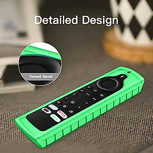 Fintie Silicone Case for Fire TV Stick 4K Max (2nd Gen)/Toshiba/Insignia/Pioneer/Fire TV 2-Series/4-Series/Omni Series TV Remote - Anti Slip Shockproof Cover for Alexa Voice Remote Enhanced,Green Glow