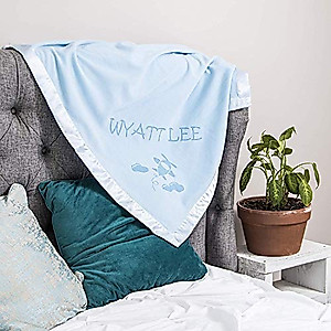 Custom Catch Personalized Airplane Baby Blanket - Boy Name Gift - Blue or Pink (1 Text LIne)