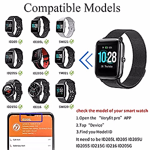 Snyeest Magnetic Bands Compatible with 19mm ID205L Veryfitpro Smartwatch, No Buckle Design, Stainless Steel Mesh Loop Replacement Strap for Men Women for ID205L, ID205G ID205 ID205U ID205S, Black