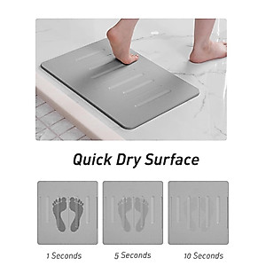 AMOAMI Stone-Bath-Mat, Ultra Absorbent Fast Drying Diatomaceous Earth, Non Slip Bathtub Mat Stone, Low Maintenance Stone Drying Mat (16"x24", Grey)