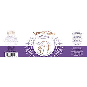 VERMONT SOAP Natural Body Wash with Shea Butter, Mild Gel Body Wash for Moisturizing and Soothing Skin, Fragrance Free Body Wash for Women & Men (Lavender, 64oz)