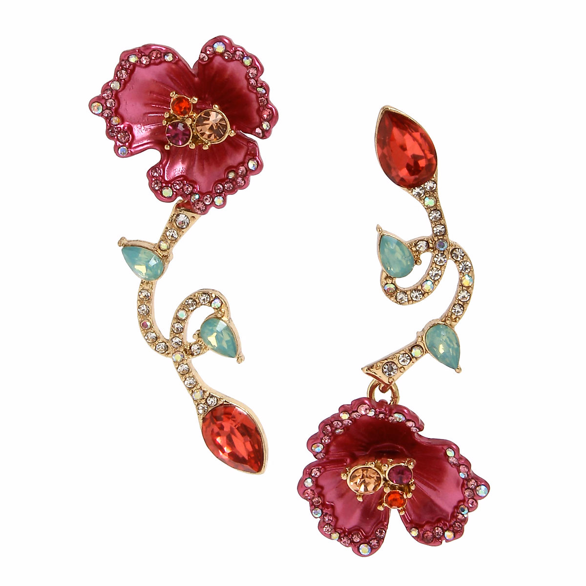 Betsey Johnson Floral Mismatch Earrings
