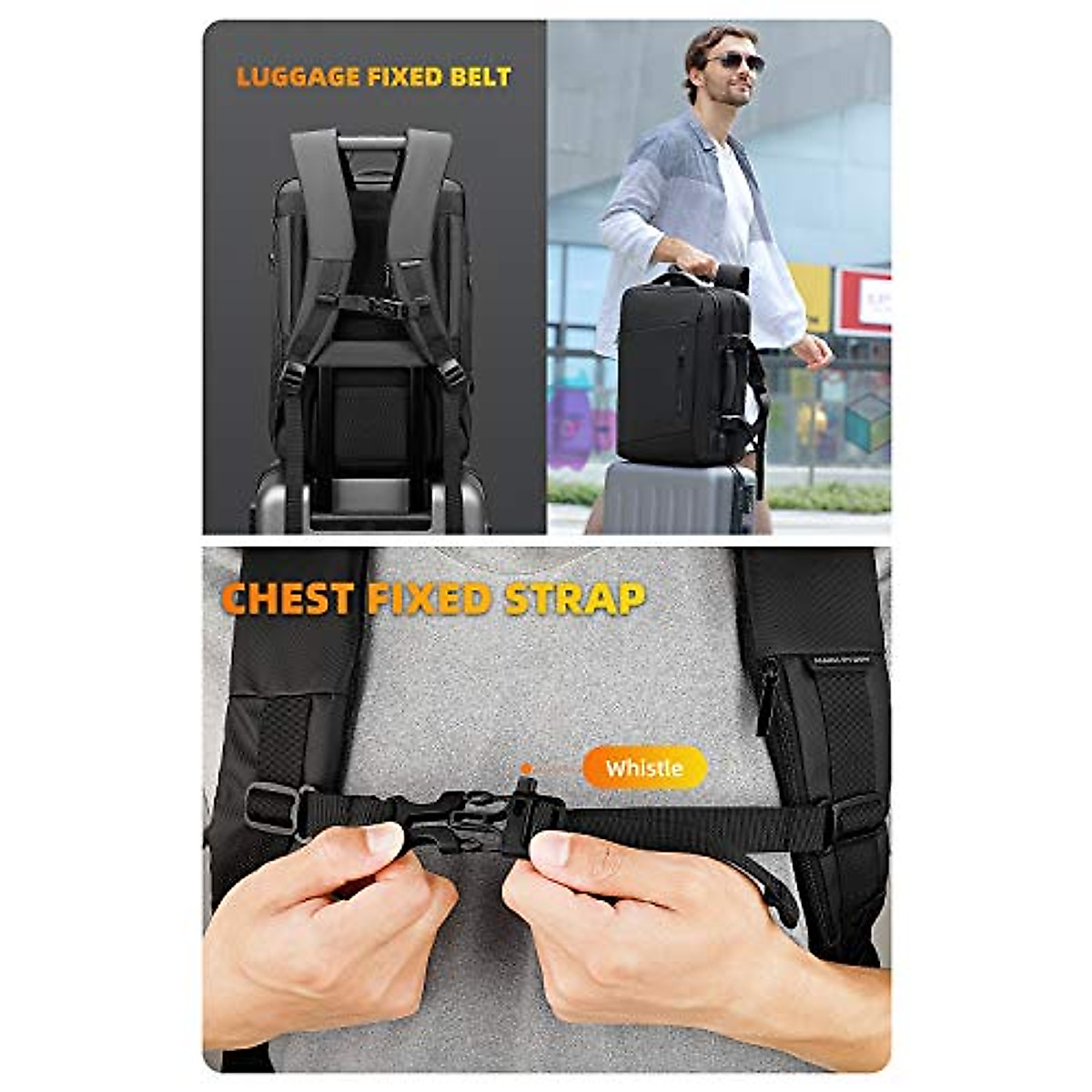 Laptop Backpack,Mark Ryden 17.3 inch Carry-on Business Backpack Men, Laptop bag with USB Charging Port, Waterproof,Hand Luggage Backpack For Men(Expandable 26L-40L)