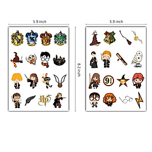 8 Sheets Harry Temporary Tattoos for Kids, Potter Birthday Party Decorations Party Favors for Kids Party Supplies