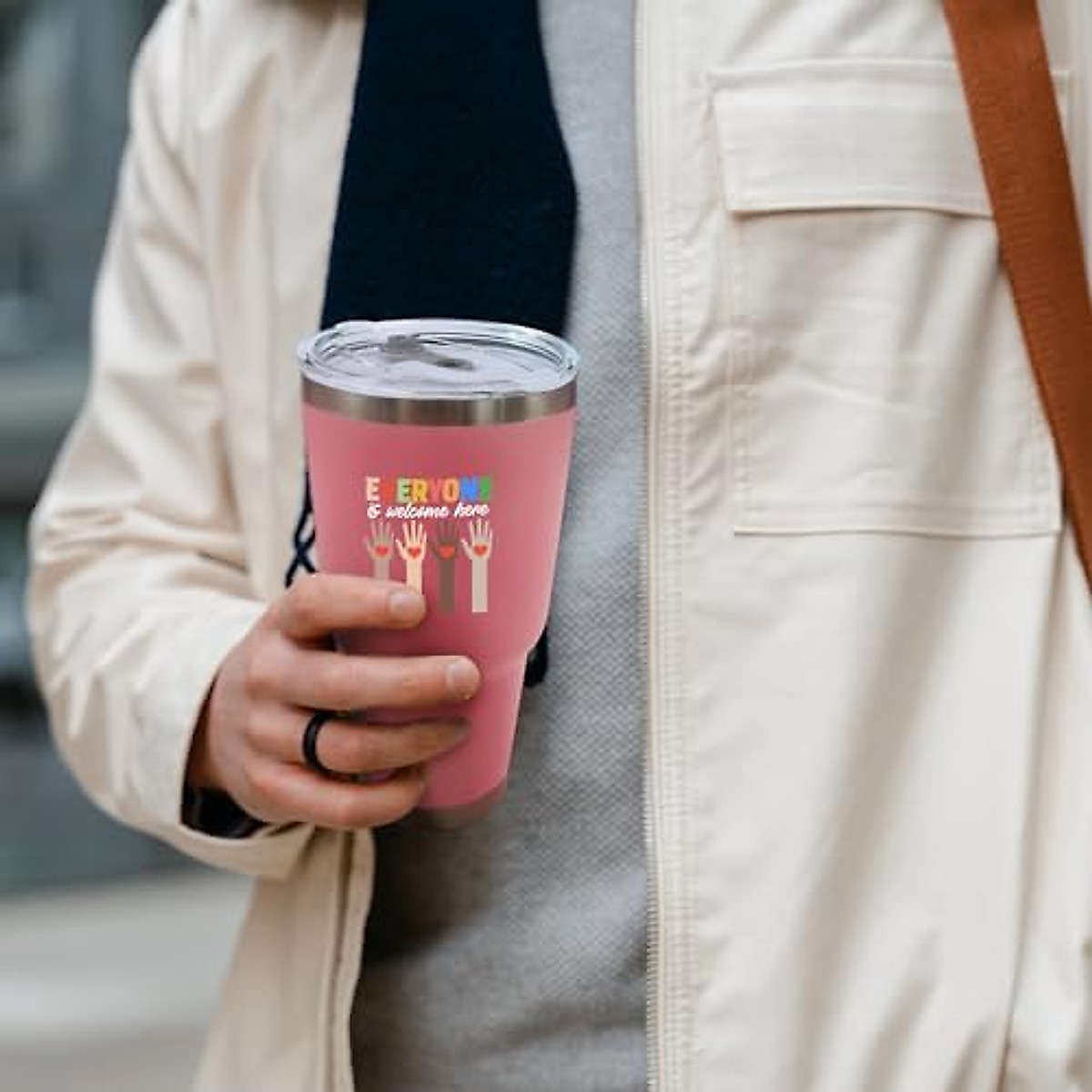 liabiliies Travel Coffee Tumbler 30 oz Everyone is Welcome Here Tumbler with Lid and Straw Insulated Tumblers Stainless Steel Tumbler Funny Gifts for Men