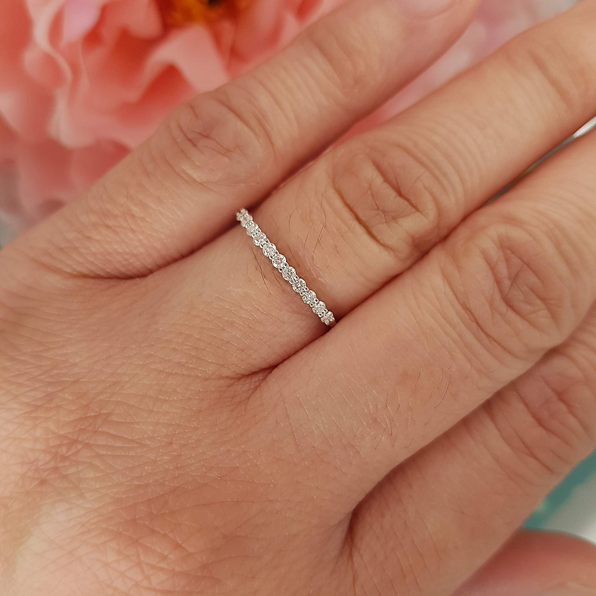 Dazzlingrock Collection 0.18 Carat (ctw) 14K Round White Diamond Stackable Anniversary Wedding Band, White Gold, Size 6