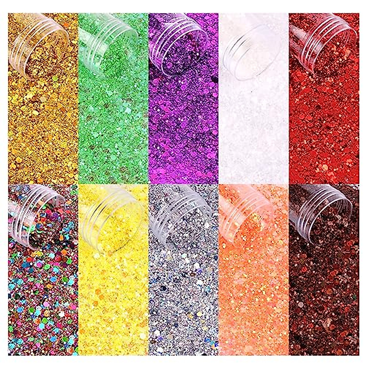 Holographic Chunky and Fine Glitter Mix, 20 Colors Craft Glitter for Resin, Iridescent Nail Glitter, Cosmetic Eye Hair Face Body Glitter, Glitter Flakes Sequins for Epoxy Resin Tumbler DIY Arts Crafts
