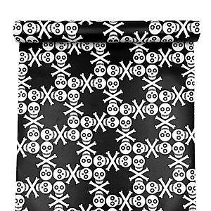 Yifely Black White Skull Shelf Liner Countertop Door Sticker Vinyl Drawer Covering Paper Protective Table-top Surface 17.7inch by 9.8 Feet