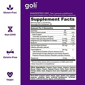 Goli Dreamy Sleep Gummy - 60 Count - Melatonin, Vitamin D, Magnesium, and Lemon Balm Extract - Gelatin-Free, Gluten-Free, Vegan & Non-GMO