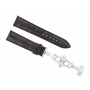 Ewatchparts 18MM LEATHER STRAP BAND COMPATIBLE WITH IWC AQUATIMER BIG PILOT PORTUGUES CLASP DARK BROWN