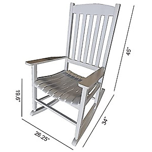 NOrhi Outdoor Wood Porch Rocking Chair, White Color, Weather Resistant Finish