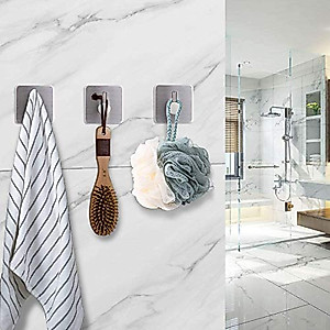Self Adhesive Hooks 4 Pack, Brushed Stainless Steel Adhesive Door Hooks, Coat Hooks,Towel Hooks， Anti-Rust Waterproof Sticky Hooks for Kitchen Bathroom Office Toilet, No Drill Glue Needed