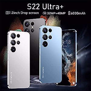 TUORE Smartphone, Cell Phone 6.82 Inch Dual Card Dual Standby RAM 8GB ROM 256GB for Playing Games (Silver)