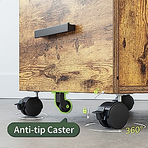 FEZIBO 2-Drawer File Cabinet with Lock for Home Office, Rolling Filing Cabinet, Under Desk Home Office File Cabinet for A4, Letter Size, Printer Stand, Wooden Storage Mobile File Cabinet, Rustic Brown